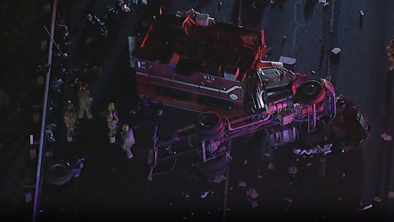 8 firefighters hurt, 2 critically, in fire truck rollover crash while ...